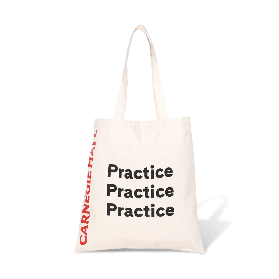 Carnegie Hall "Practice, Practice, Practice" Canvas Tote Bag (Beige ...