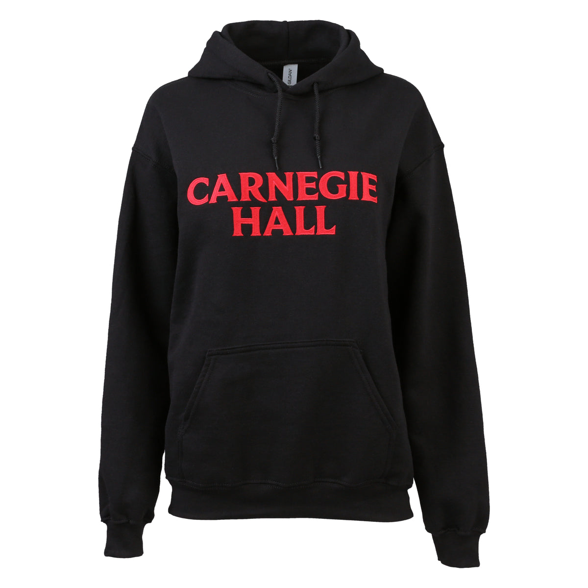 Carnegie Hall Black Hooded Pullover Sweatshirt (Red Embroidered Logo ...